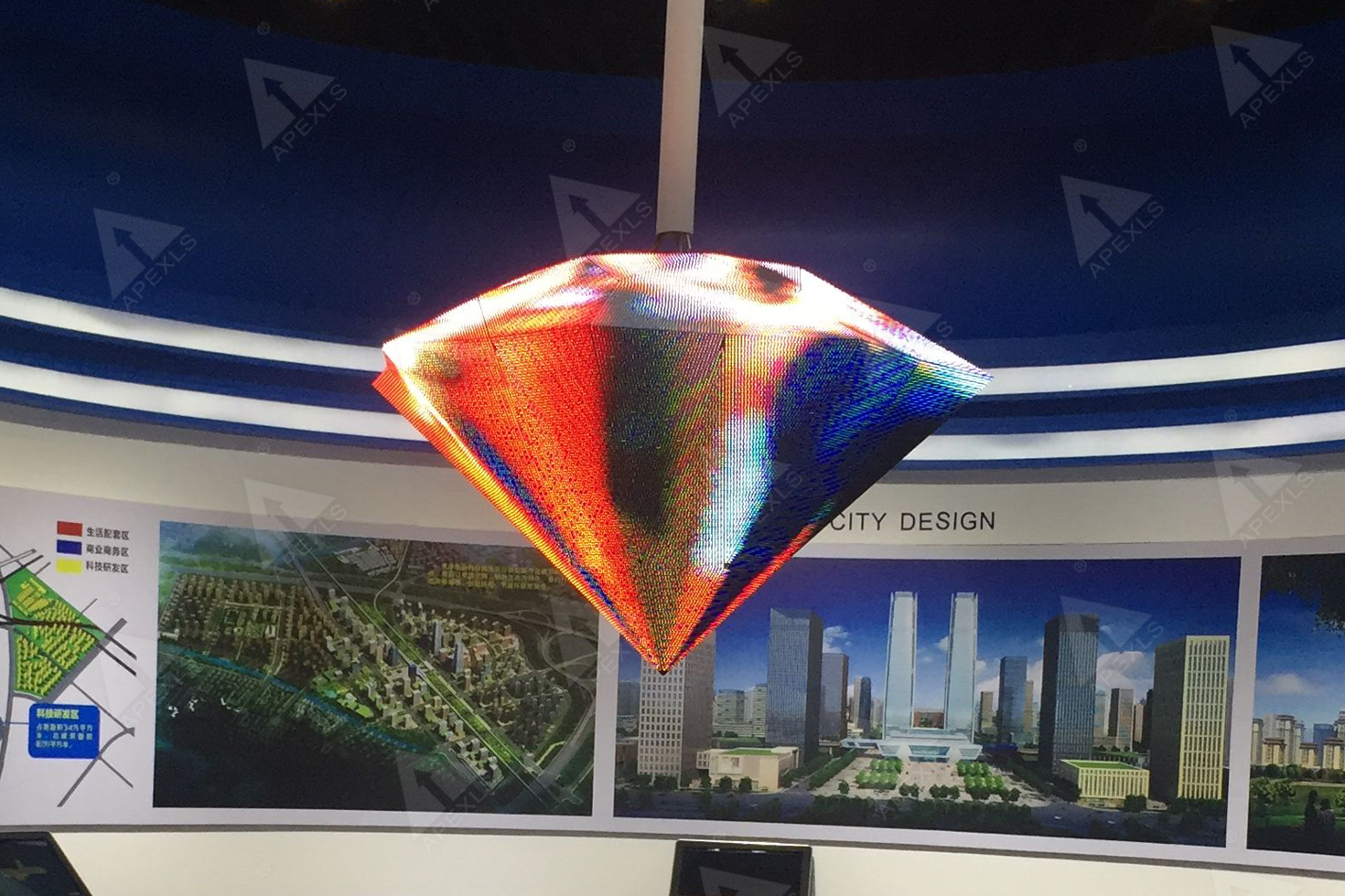 Indoor P6 diamond shaped LED display in Museum