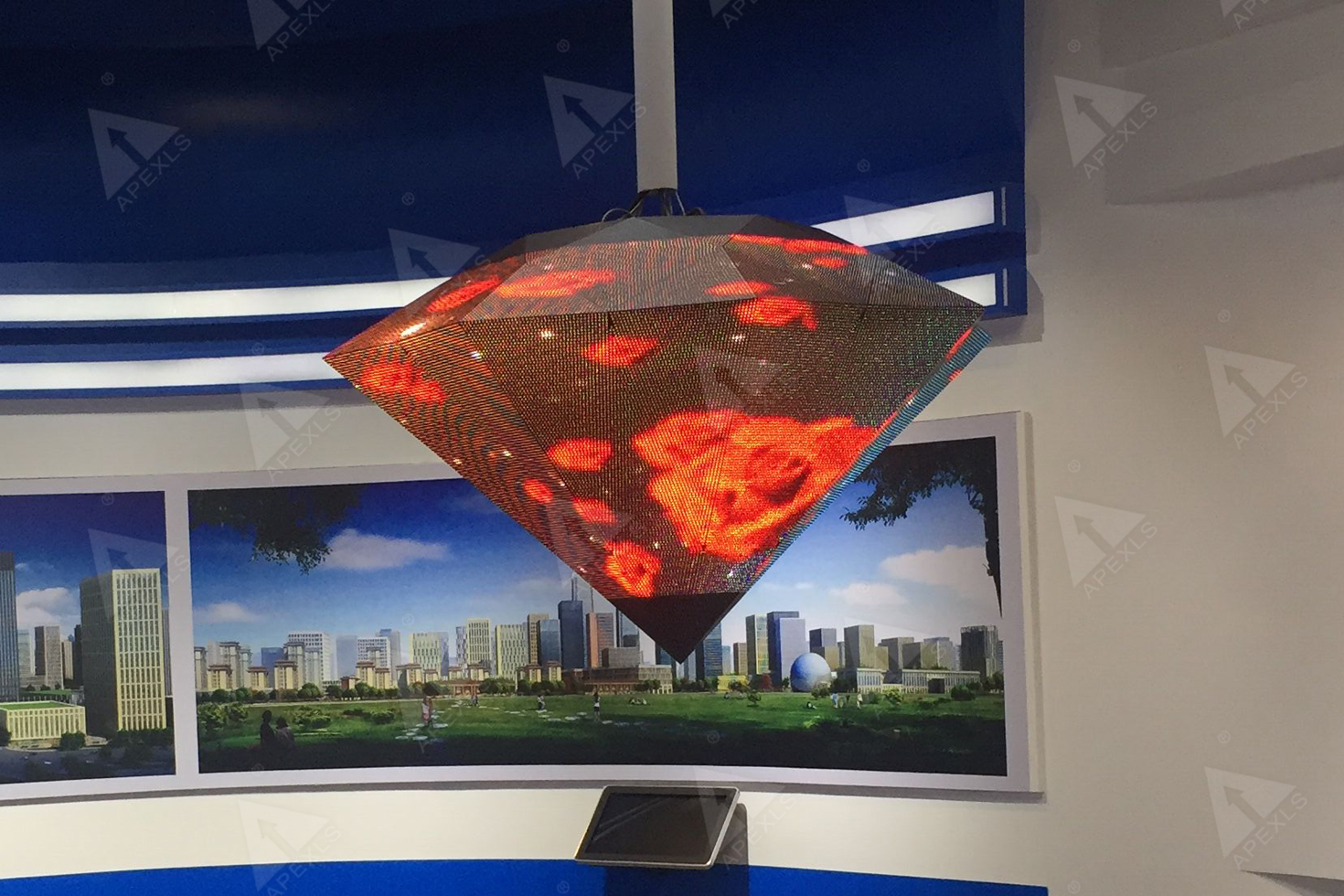 Indoor P6 diamond shaped LED display in Museum