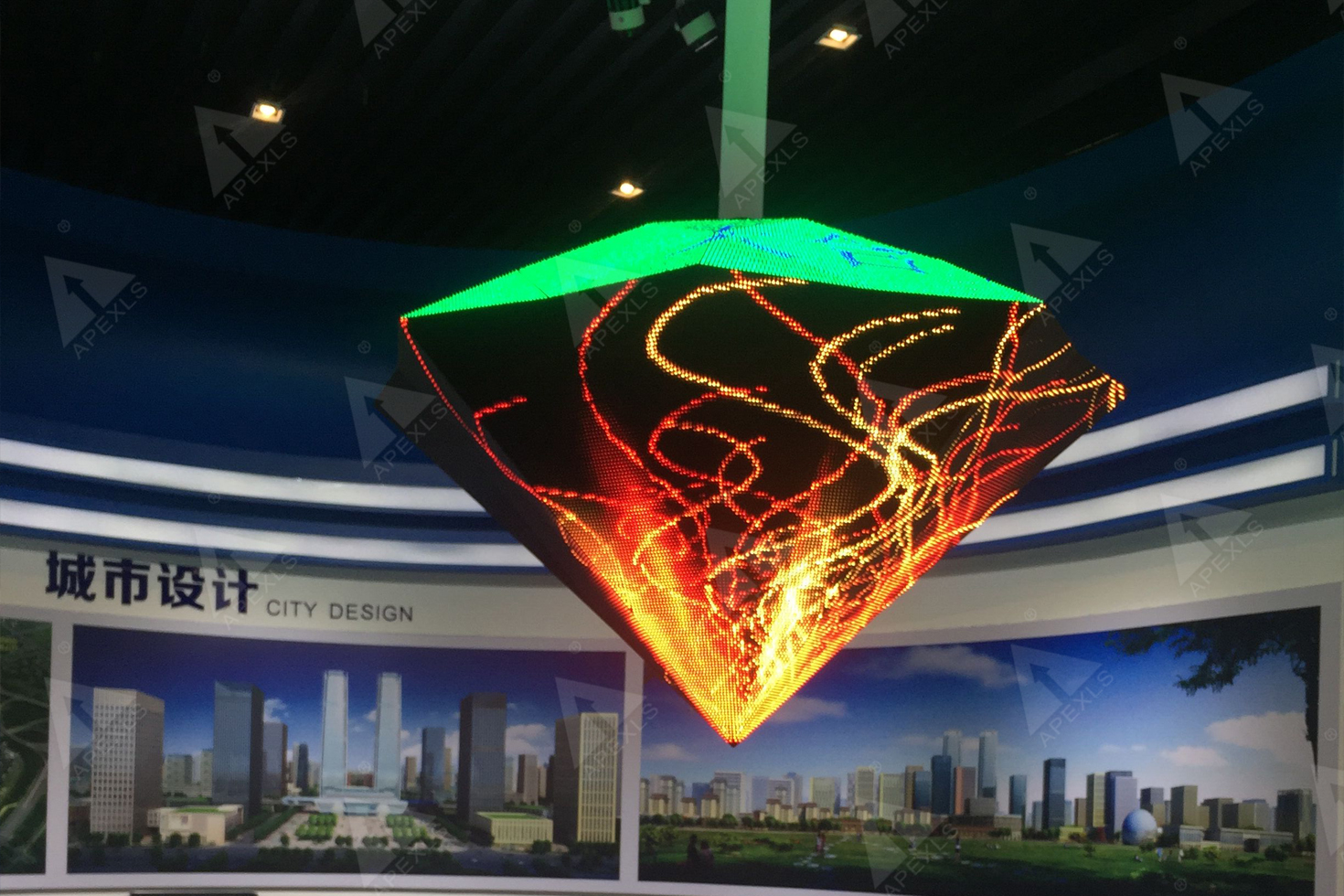 Indoor P6 diamond shaped LED display in Museum